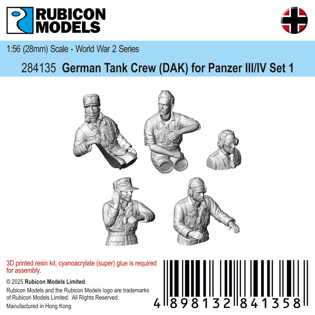 284135 - German PzIII/IV Tank Crew (DAK) Set 1 – RUBICON MODELS UK Ltd