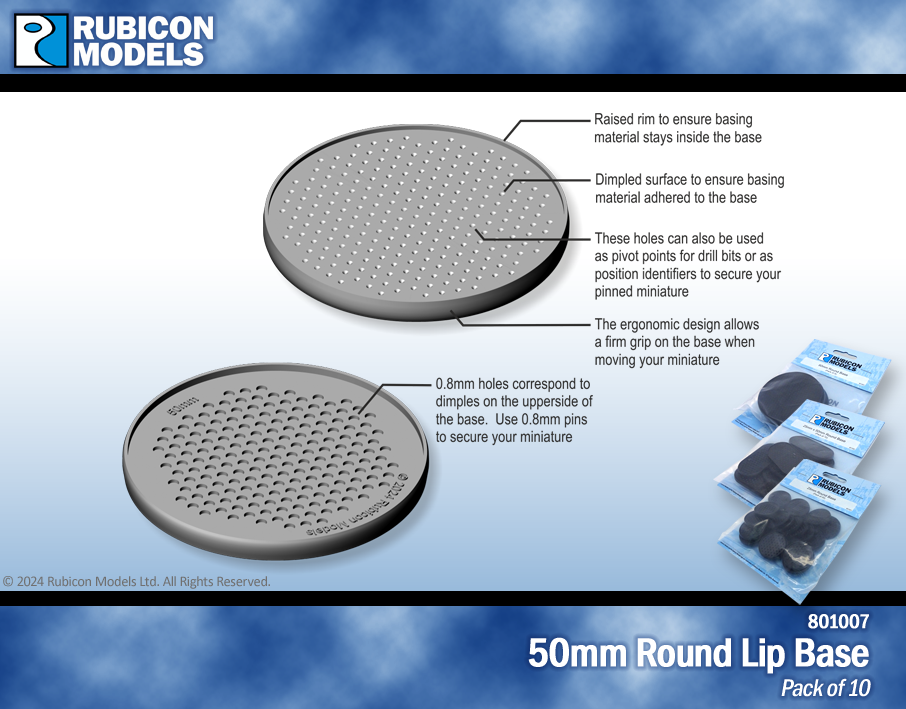 801007 - 50mm Round Bases- (Pack of 10 Bases) – RUBICON MODELS UK Ltd