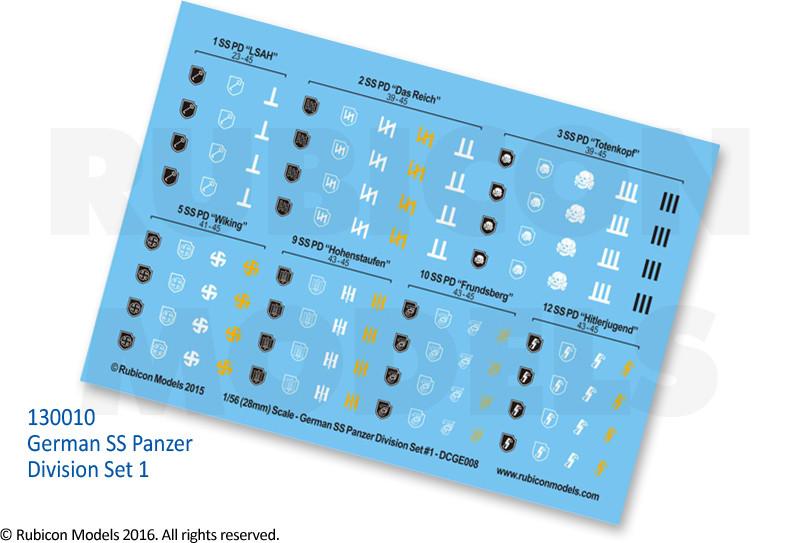 130010 - German SS Panzer Division Set 1 Decal Sheet – RUBICON MODELS ...